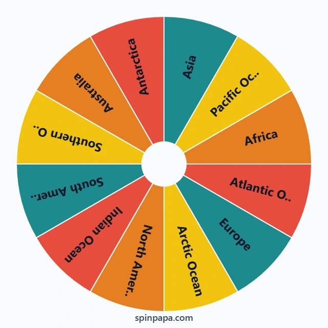 Continents or Oceans? Picker Wheel - Spinpapa