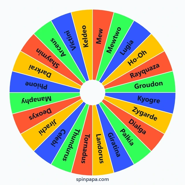 Pokémon Radical Red Legendaries & Mythicals Picker Wheel - Spinpapa