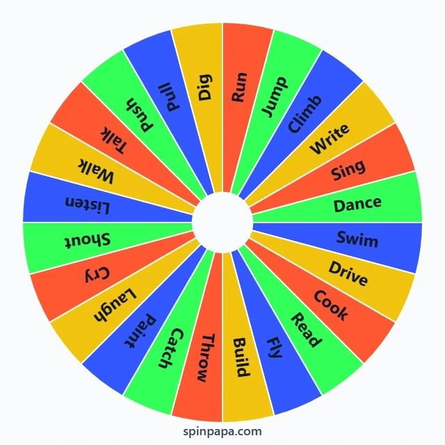 Random Action Verb Generator Wheel - Spinpapa