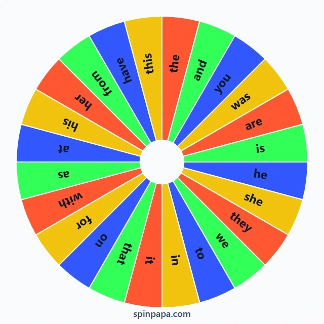 Sight Word Random Picker Wheel - Spinpapa